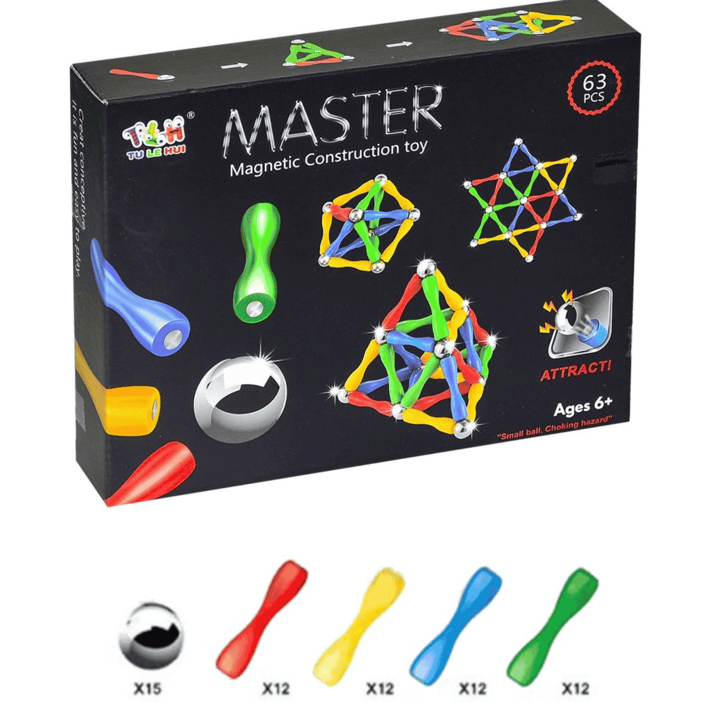 Master Magnetic Construction Set – 63 Pcs Building Toy for Kids – Toyify